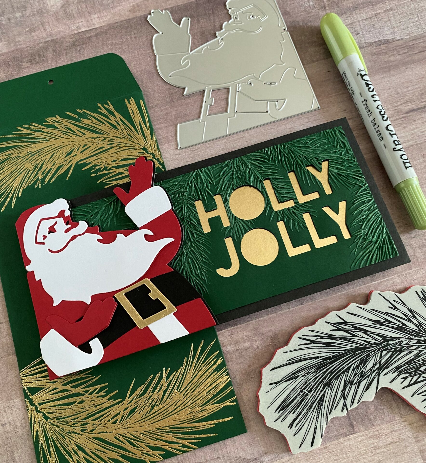 Holly Jolly Santa Card - Grove Crafted