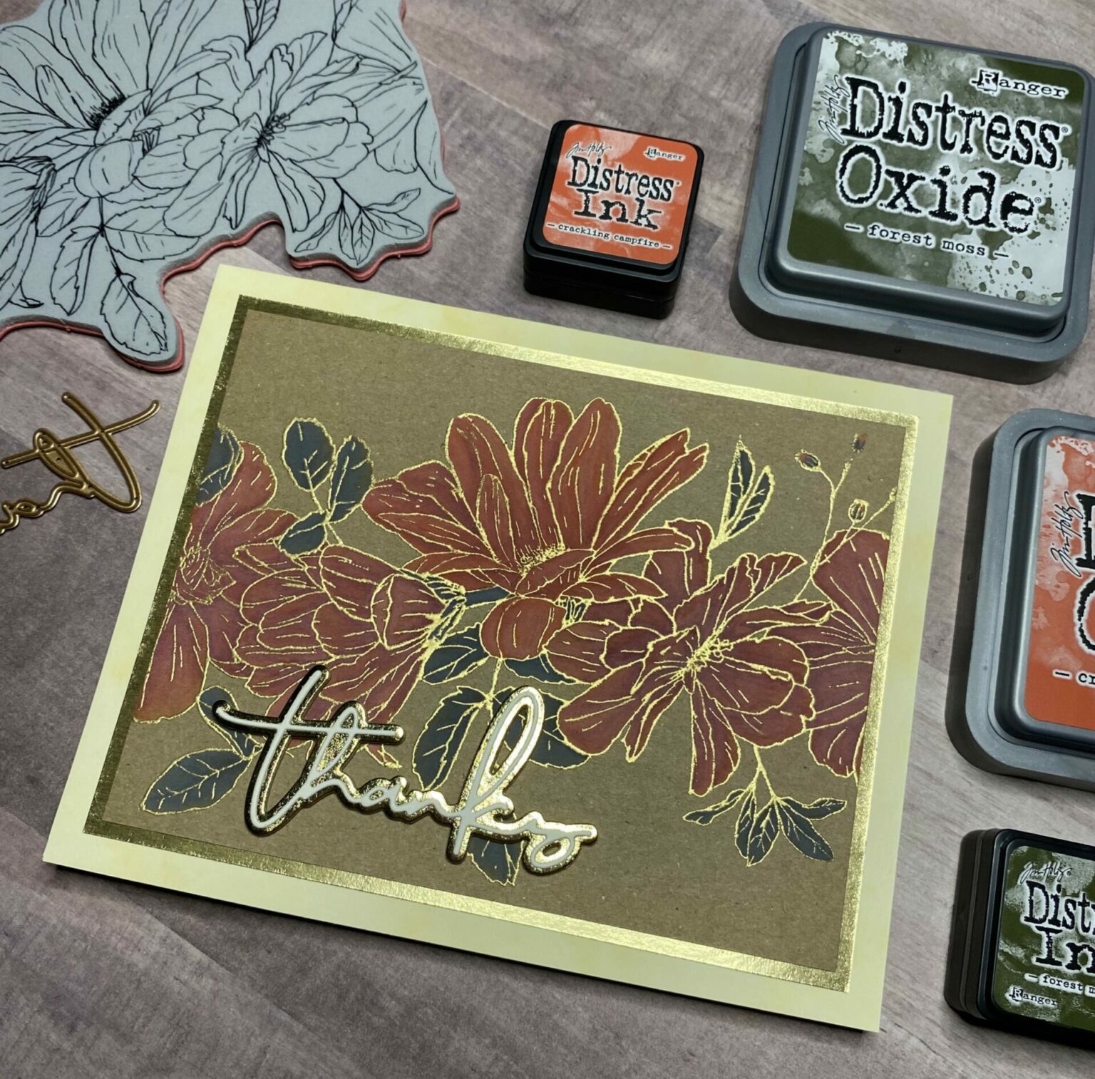 Fall Floral Thanks Card - Grove Crafted
