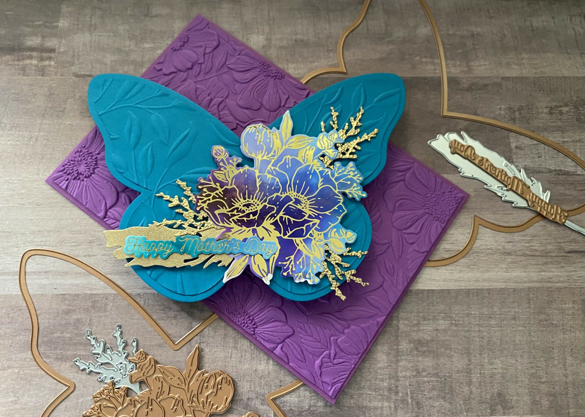 Floral Butterfly Shaped Card - Grove Crafted